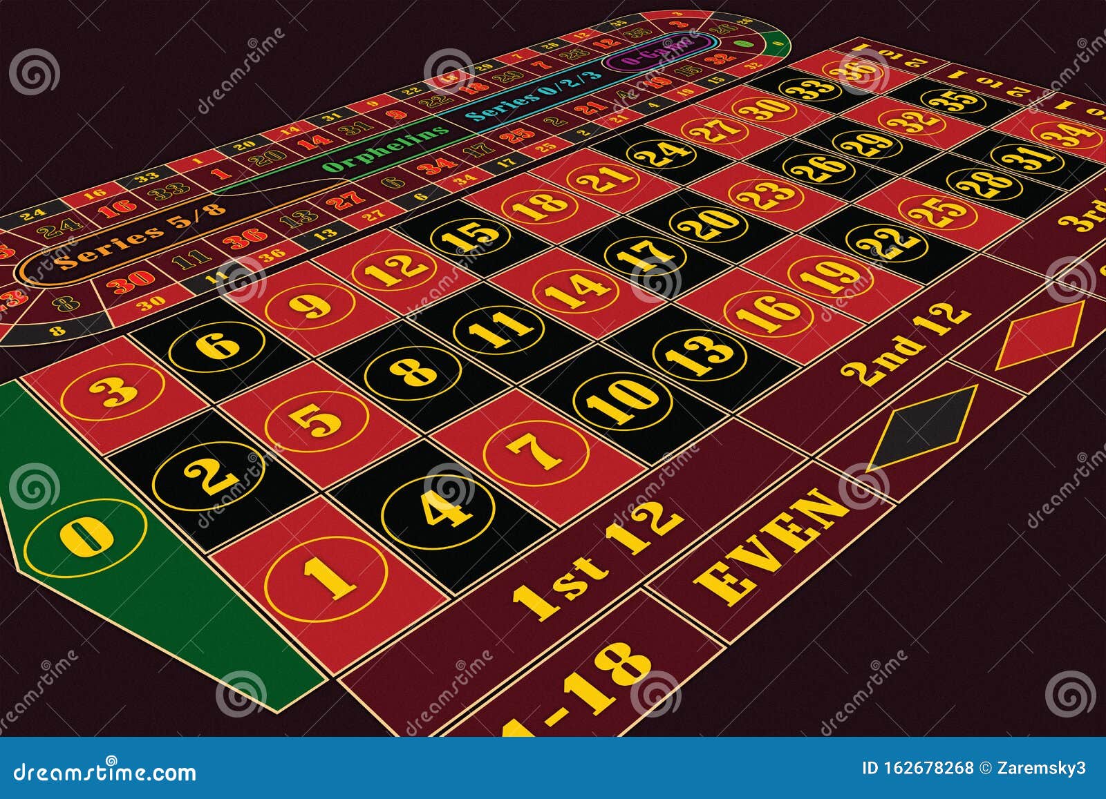 European Roulette Table Perspective Raster Illustration Stock ...