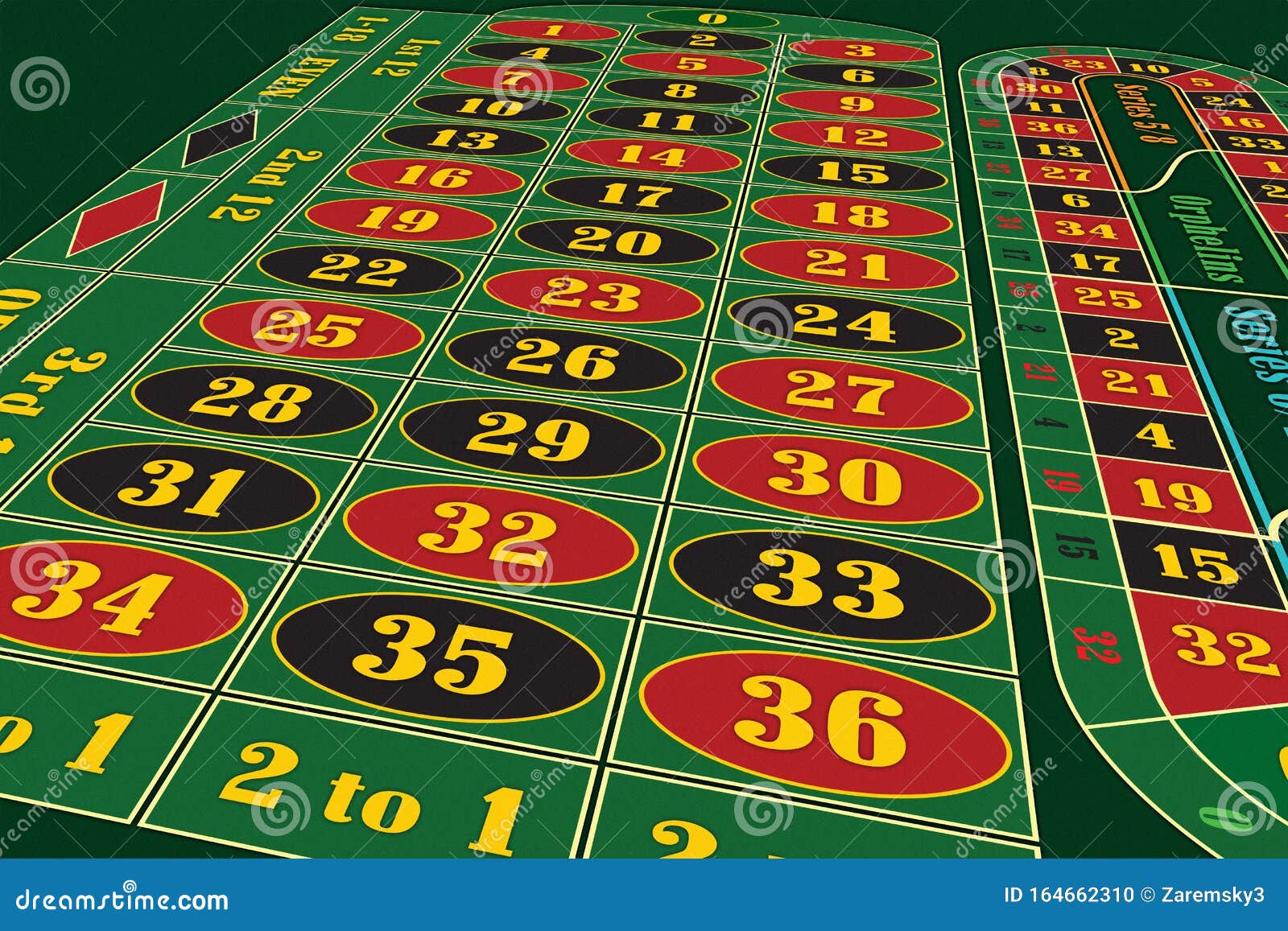 European Roulette Table Perspective Raster Illustration Stock Photo ...