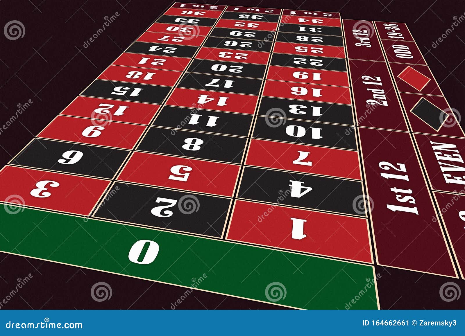 European Roulette Table Perspective Raster Illustration Stock Image ...