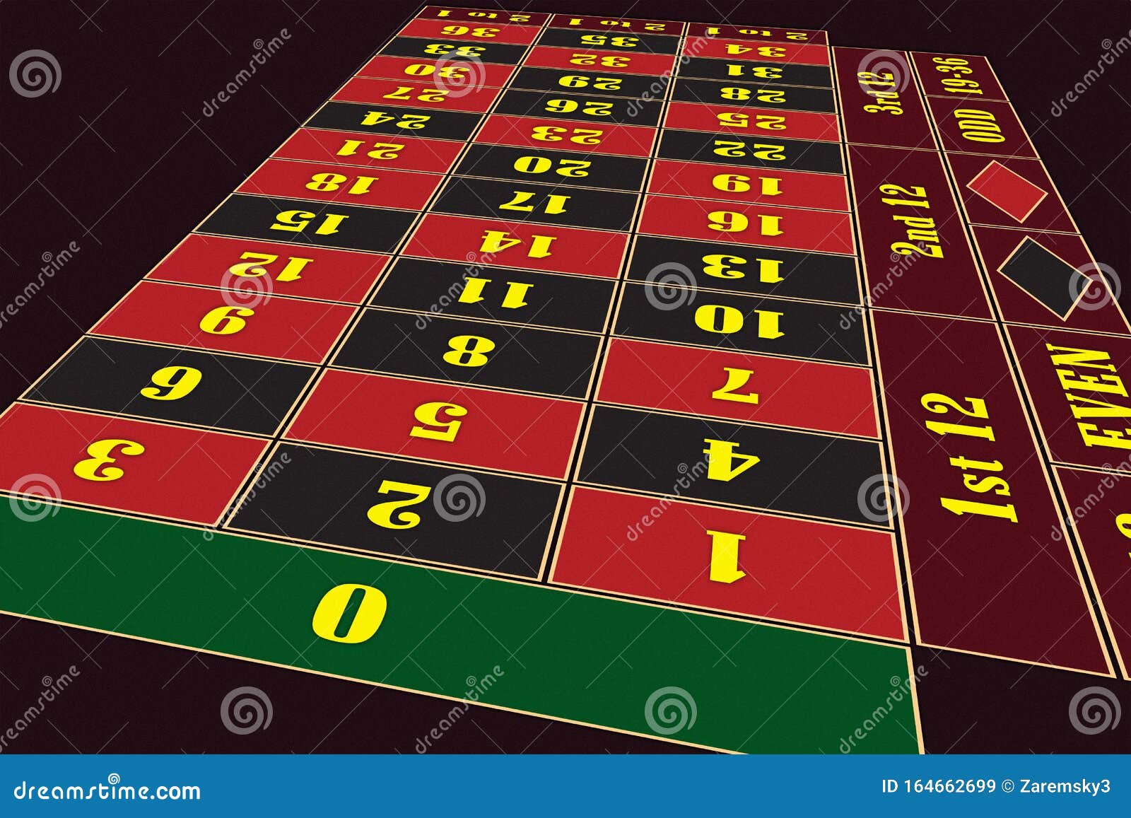 European Roulette Table Perspective Raster Illustration Stock Image ...