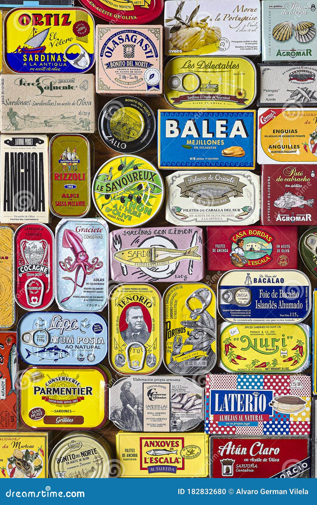 A European Selection of Canned Fish with a Retro Packaging Design ...