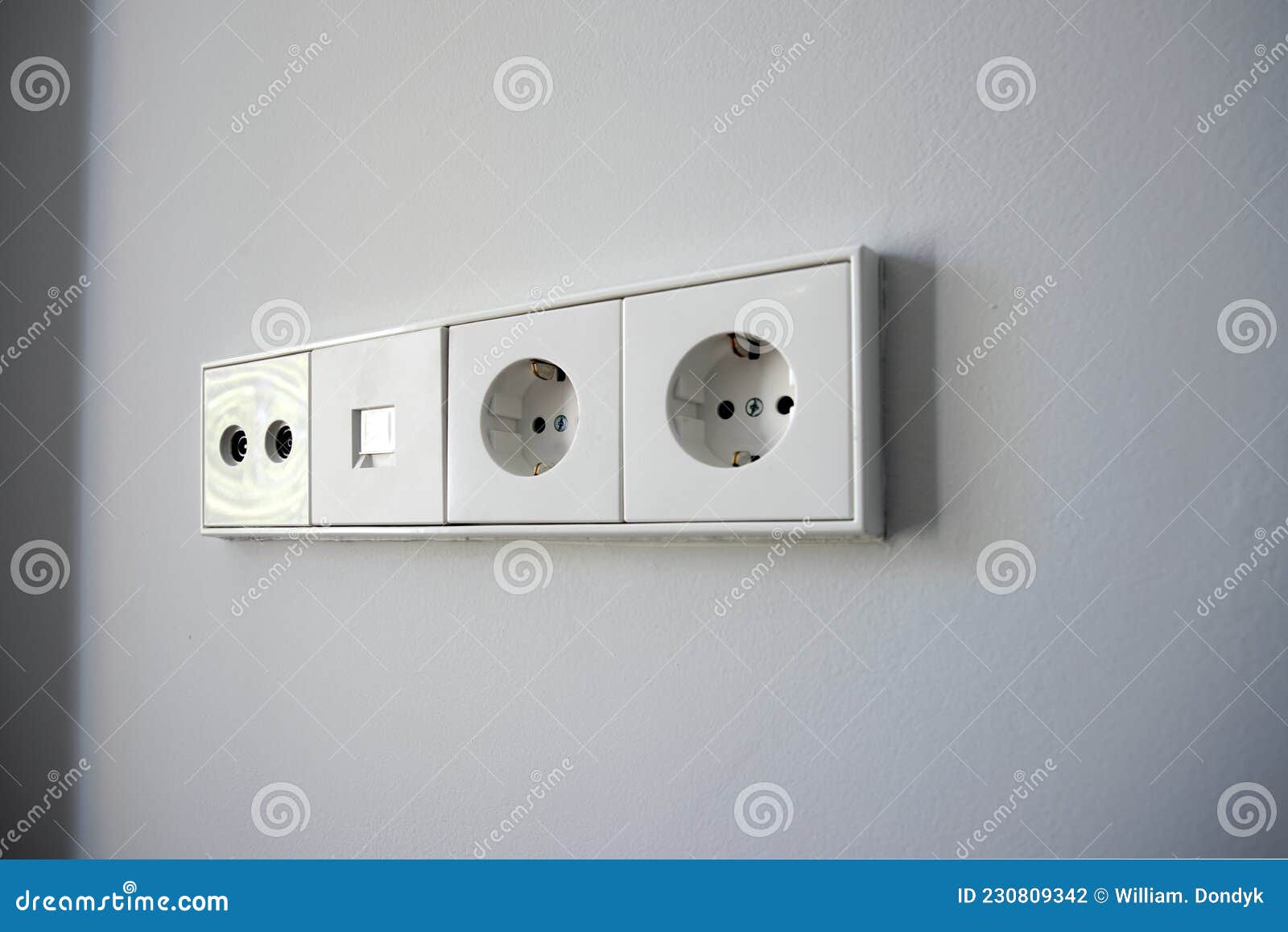 European Socket and Internet Outlet Installed on the Wall Stock Photo ...