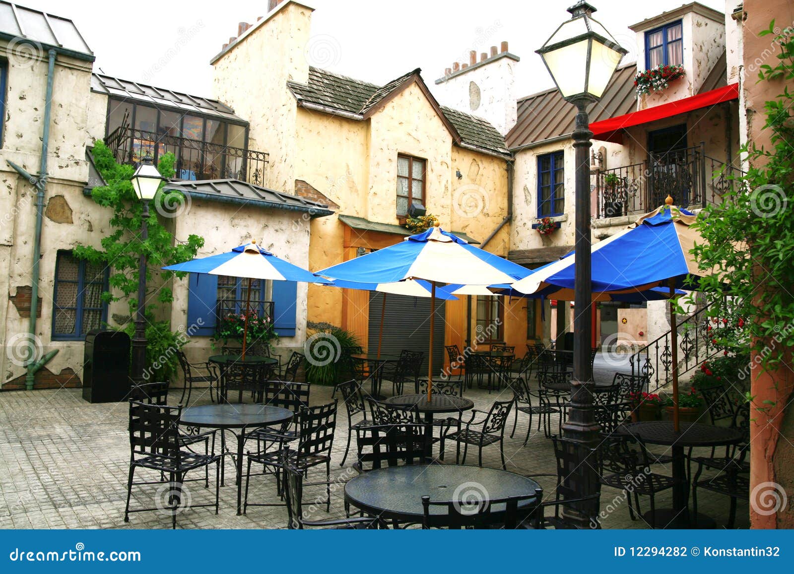 European street cafe stock photo. Image of table, door - 12294282
