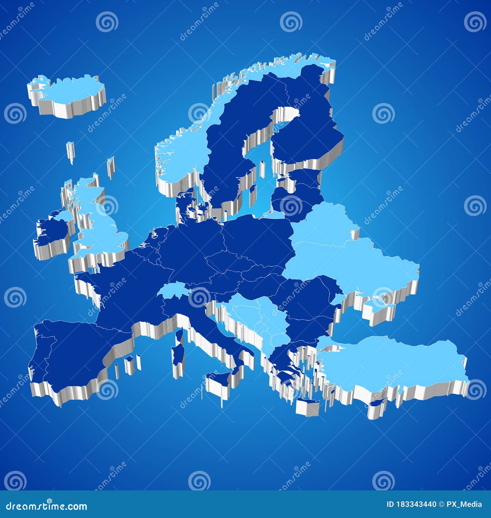 European Union Countries, Blue Illustration Stock Illustration ...