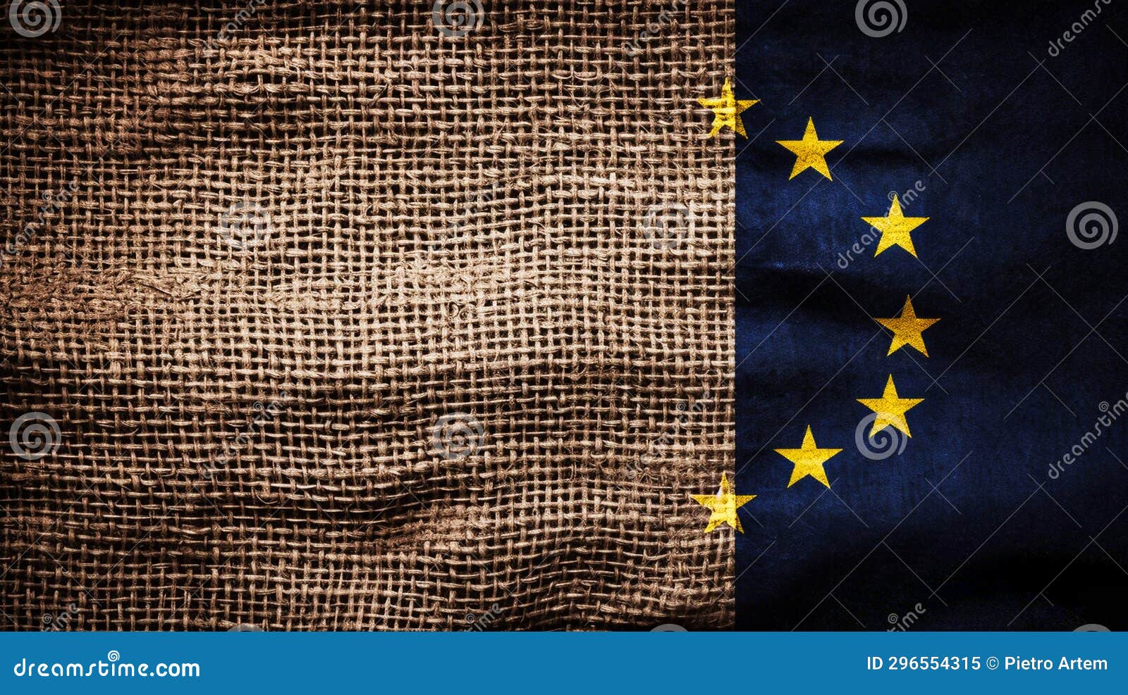European Union Flag Background with Burlap Texture Stock Image - Image ...