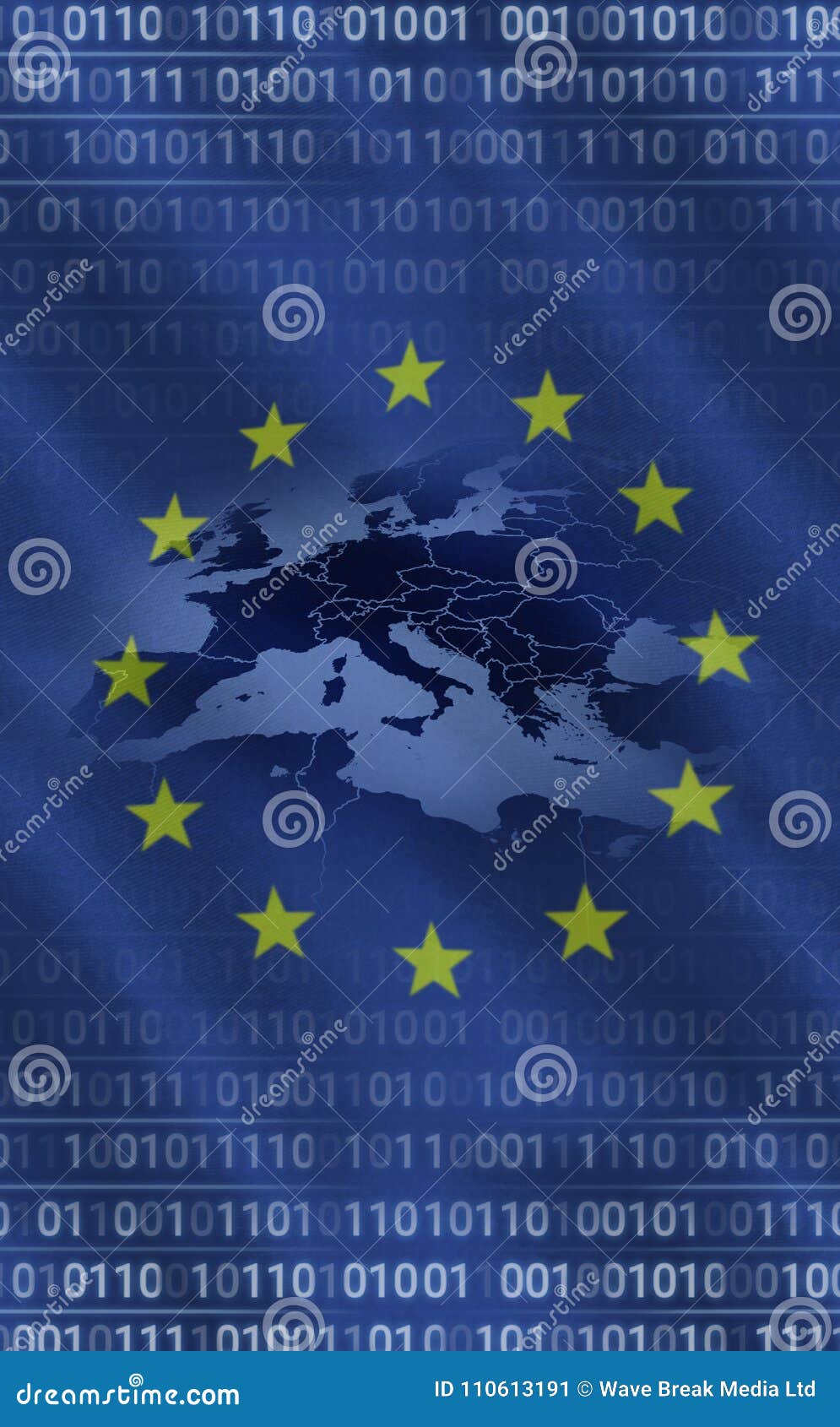 European Union Flag with Binary Codes Stock Illustration - Illustration ...