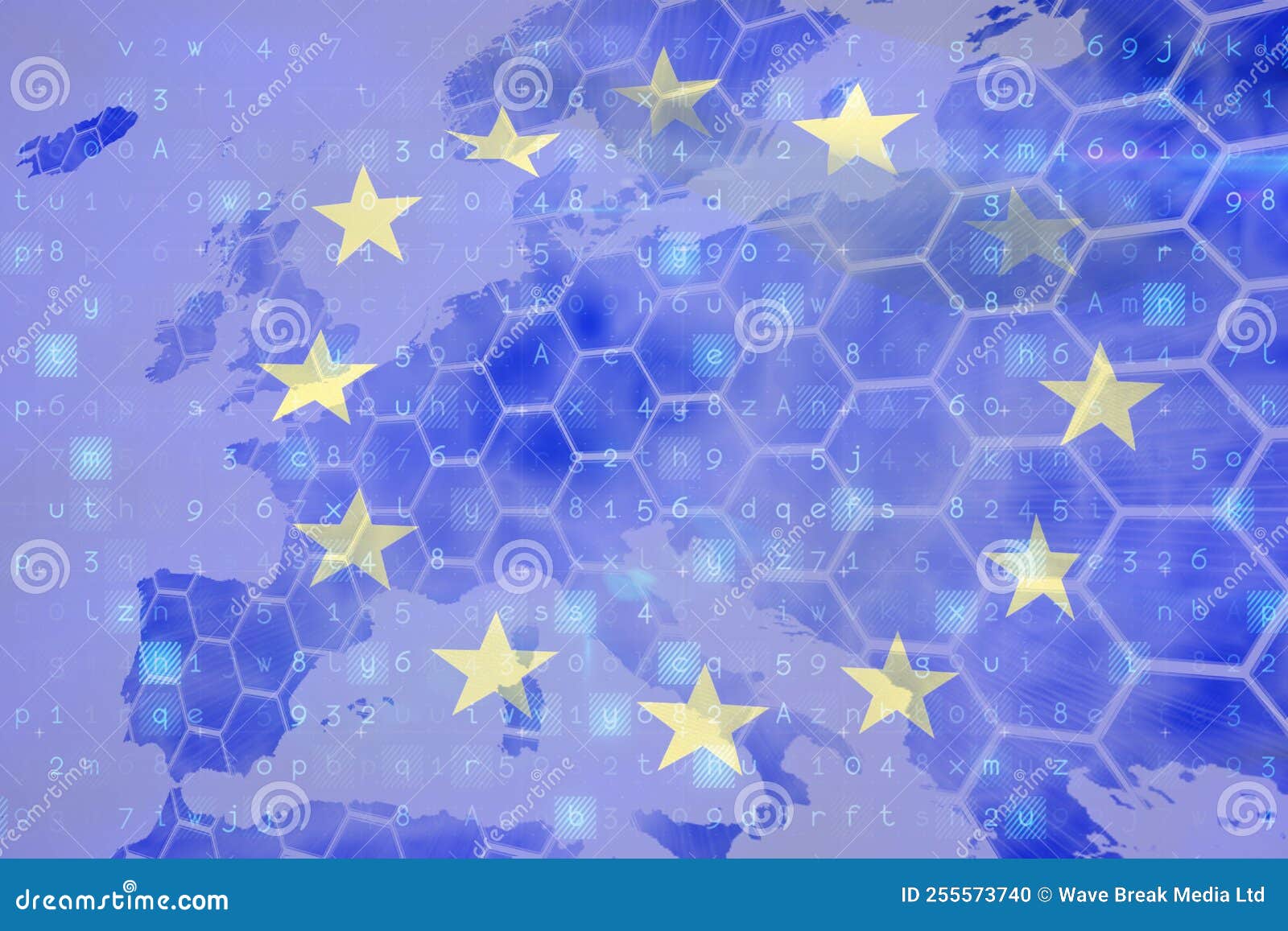 European Union Flag with Binary Codes Stock Photo - Image of background ...
