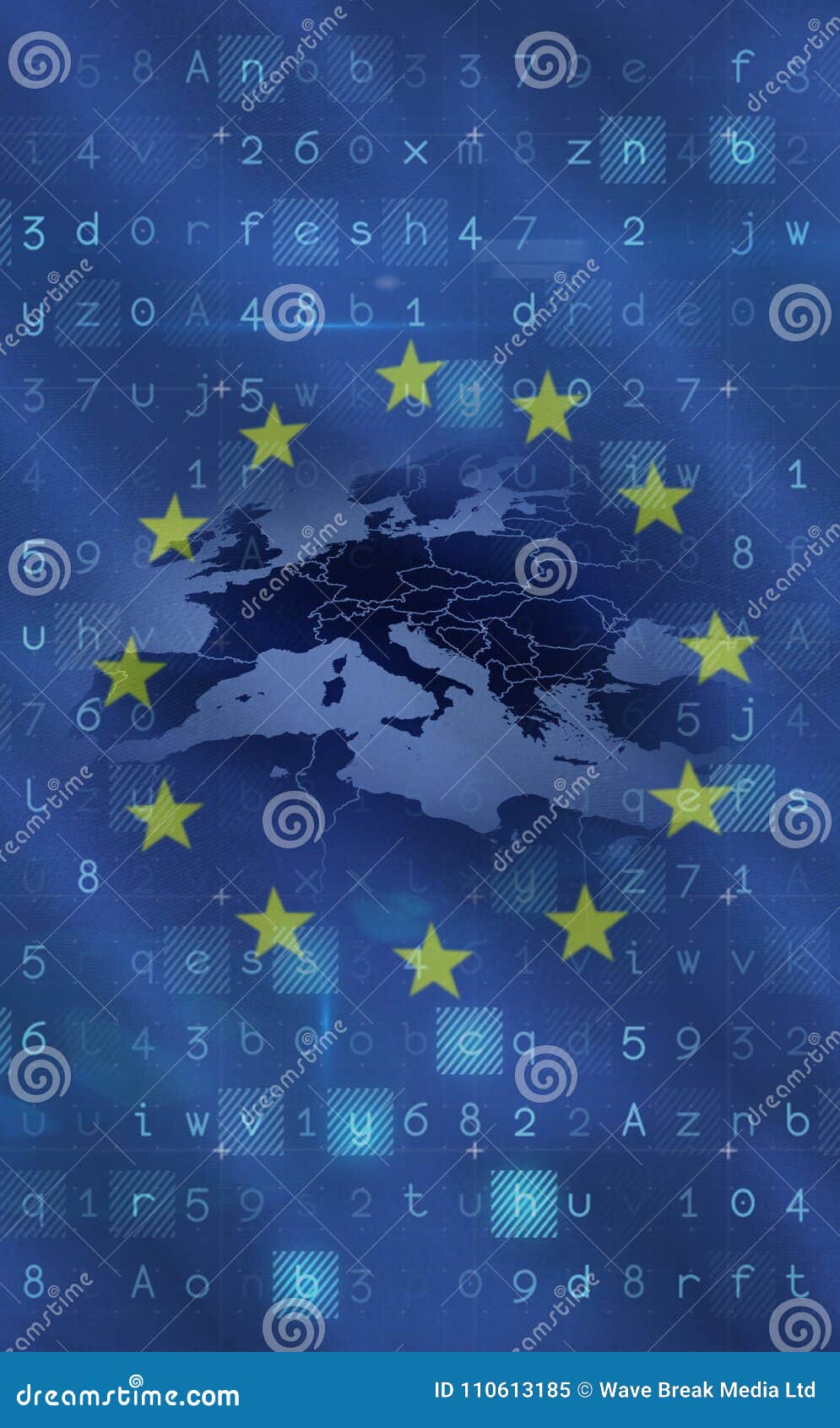 European Union Flag with Binary Codes Stock Illustration - Illustration ...