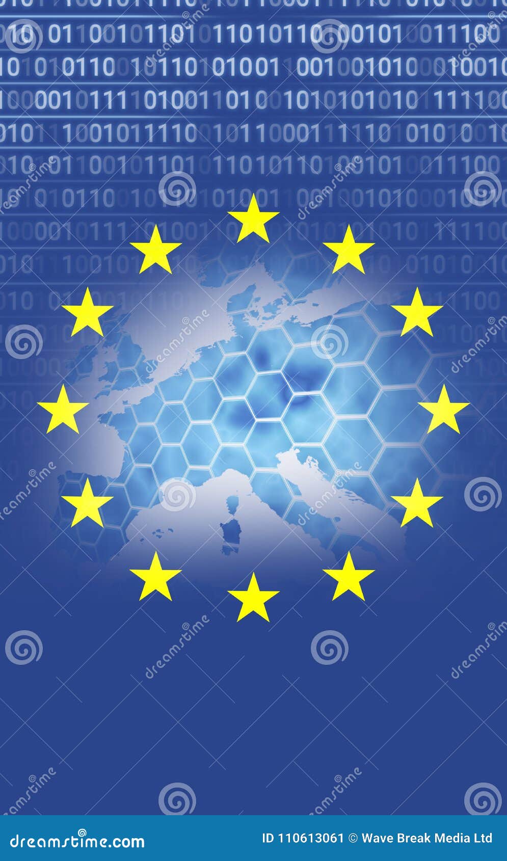 European Union Flag with Binary Codes Stock Illustration - Illustration ...