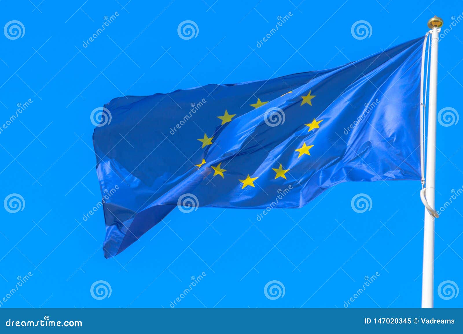 European Union Flag Blowing in the Wind Stock Image - Image of exit ...