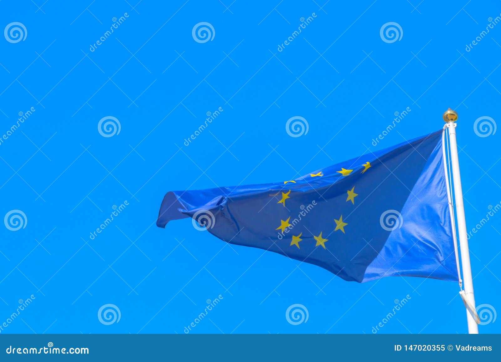 European Union Flag Blowing in the Wind Stock Image - Image of remain ...