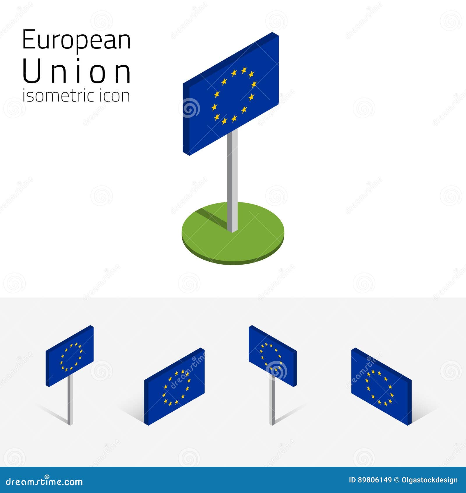 European Union Flag EU, Vector 3D Isometric Flat Icons Stock Vector ...