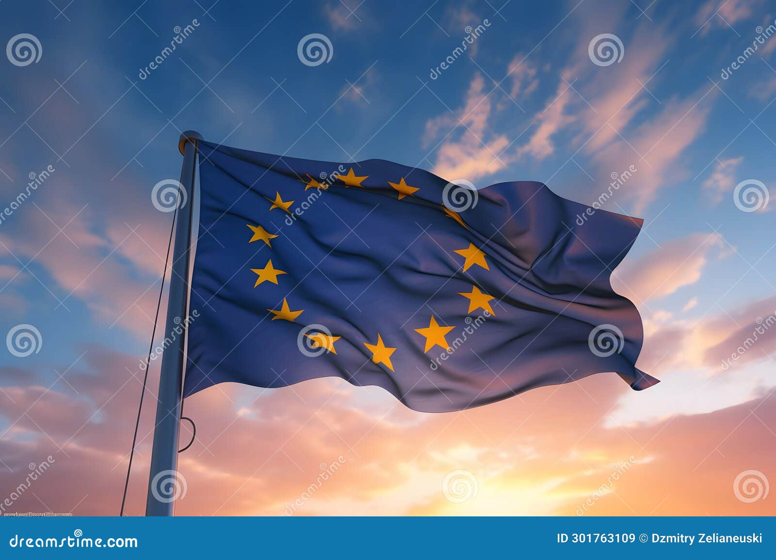 European Union Flag. Generative AI Stock Illustration - Illustration of ...