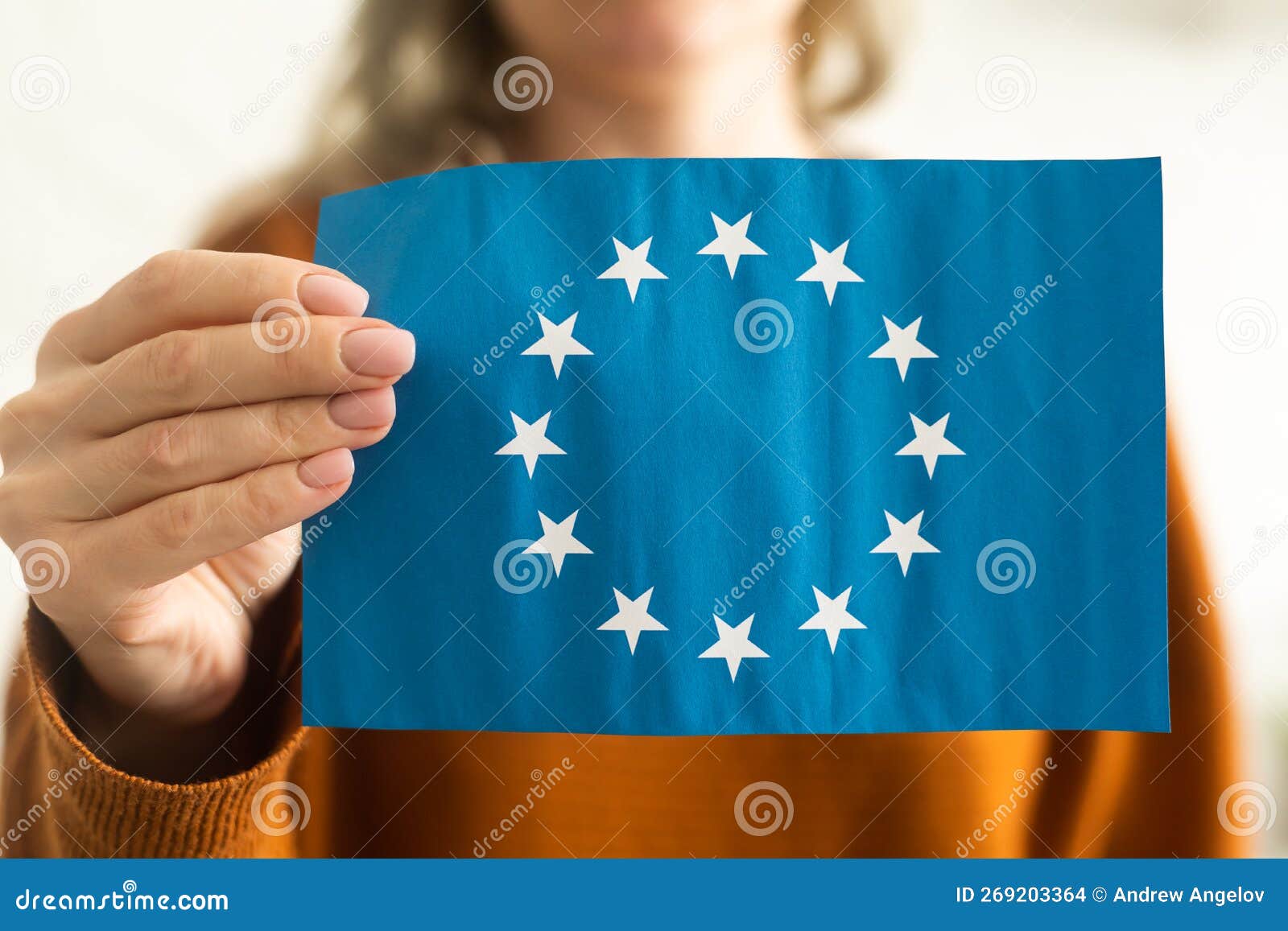 European Union Flag. European Union Flag in Hands Stock Photo - Image ...