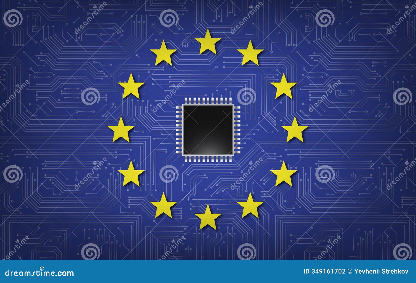 European Union Flag Made of Printed Circuit Boards. Digital ...