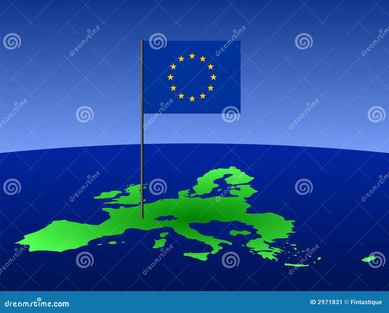 European Union flag on map stock vector. Illustration of land - 2971831