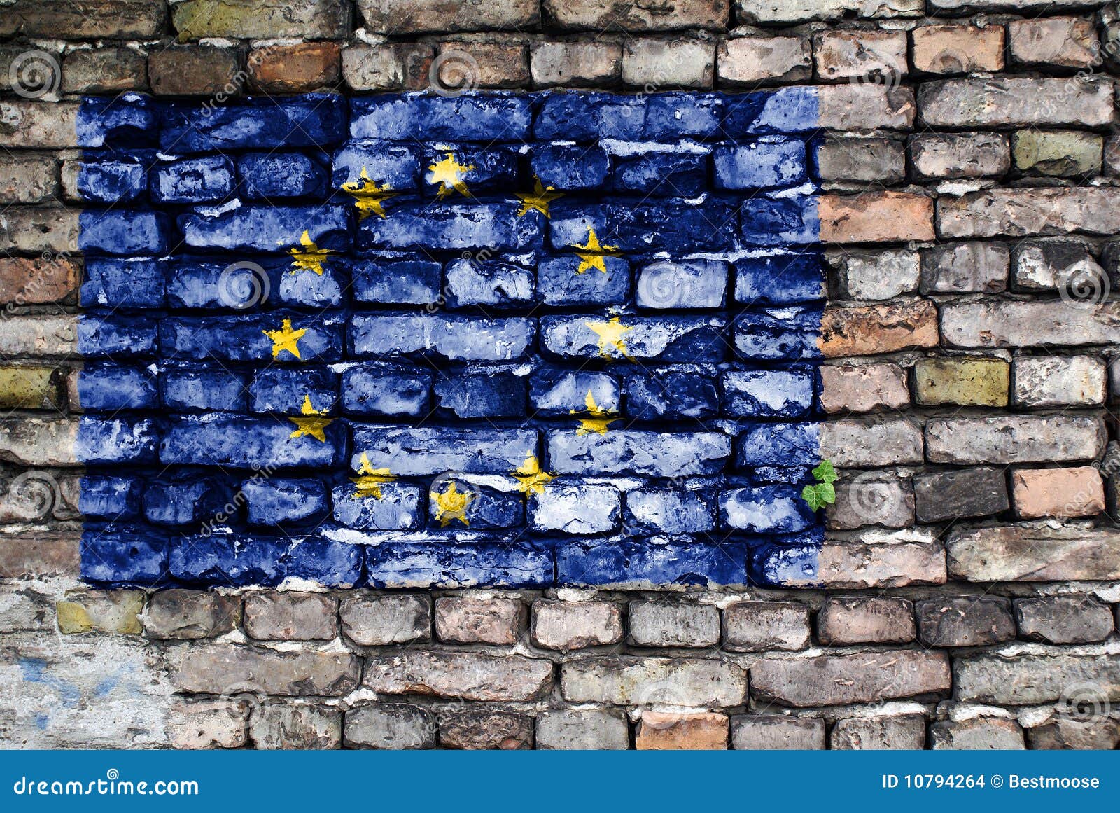 European Union Flag Painted on Old Brick Wall Stock Photo - Image of ...