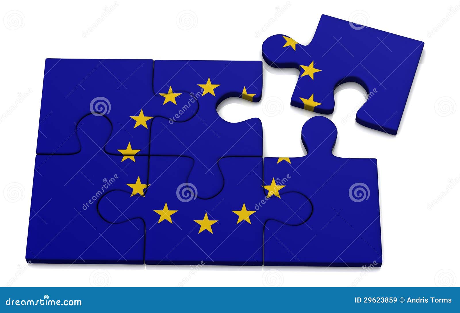 European Union Flag Puzzle, 3d Stock Illustration - Illustration of ...