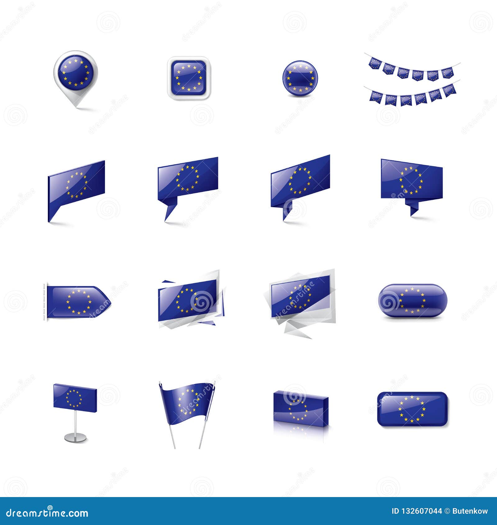 European Union Flag, Vector Illustration on a White Background Stock ...