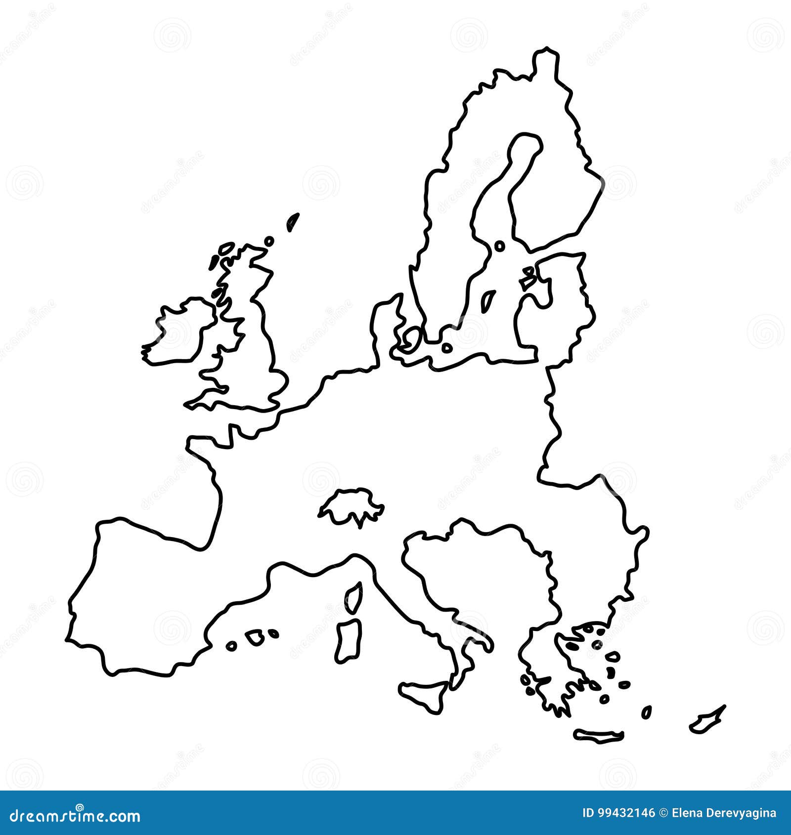 European Union Map of Black Contour Curves Vector Illustration Stock ...