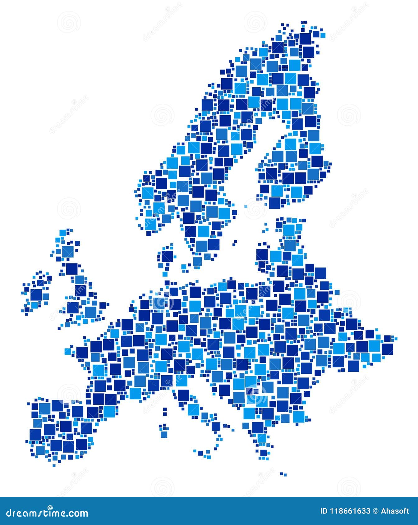 European Union Map Mosaic of Pixels Stock Vector - Illustration of ...