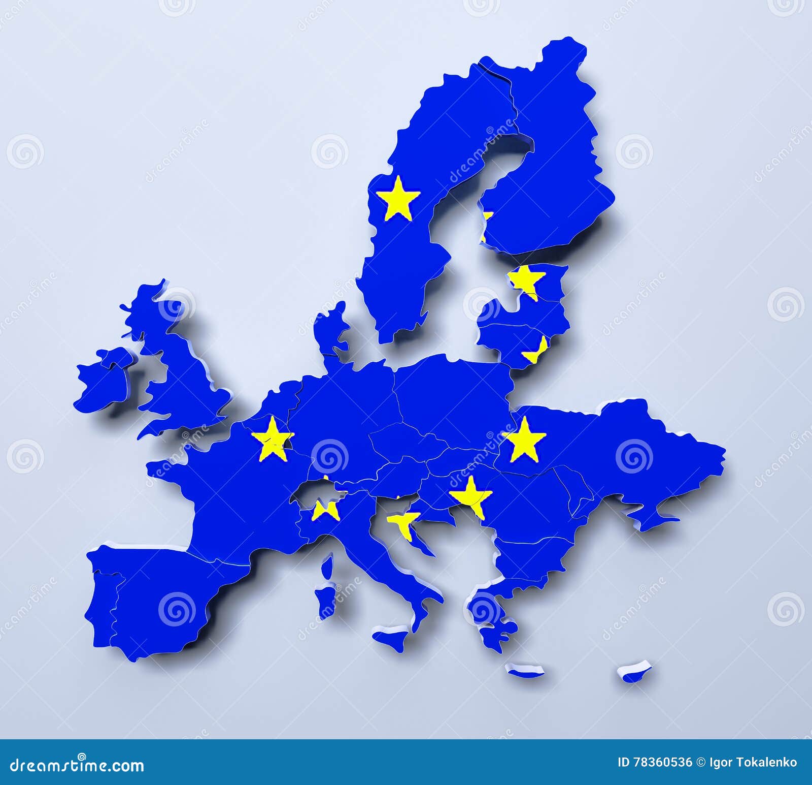 European Union Map 3d Rendered Image Stock Illustration - Illustration ...