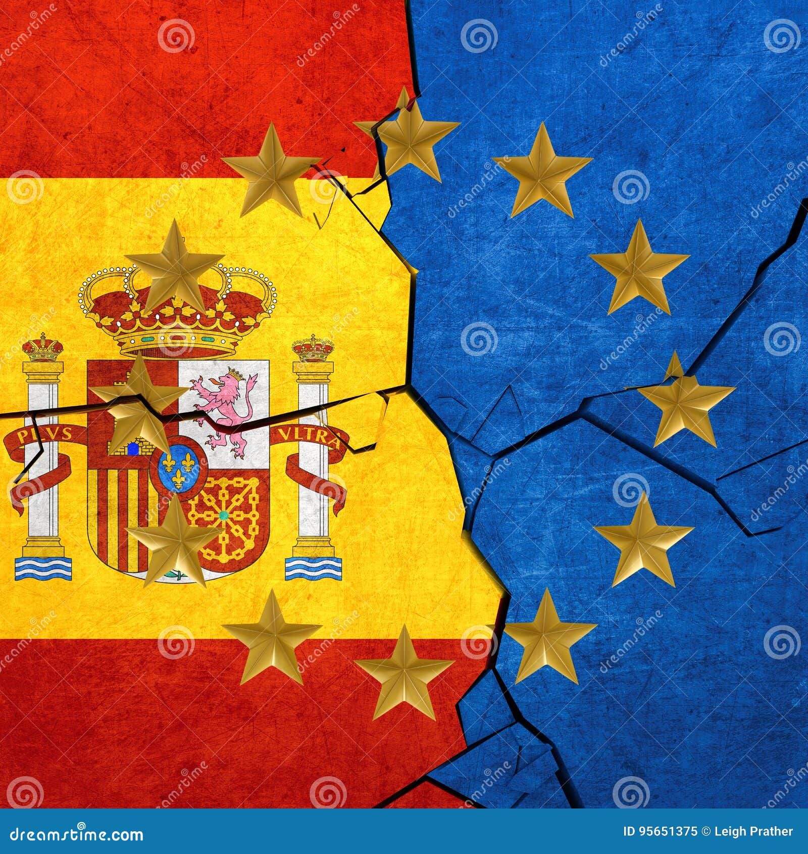 European Union and Spanish Flags Stock Illustration - Illustration of ...