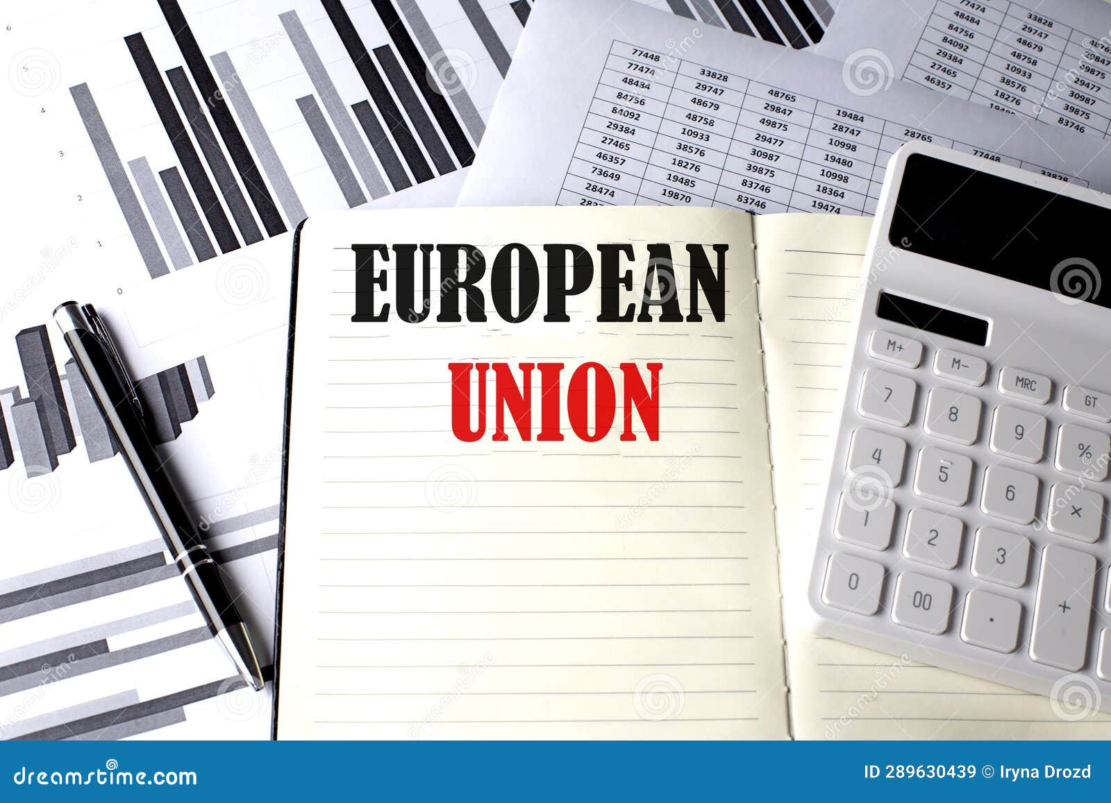 EUROPEAN UNION Text Written on a Notebook on Chart and Diagram Stock ...