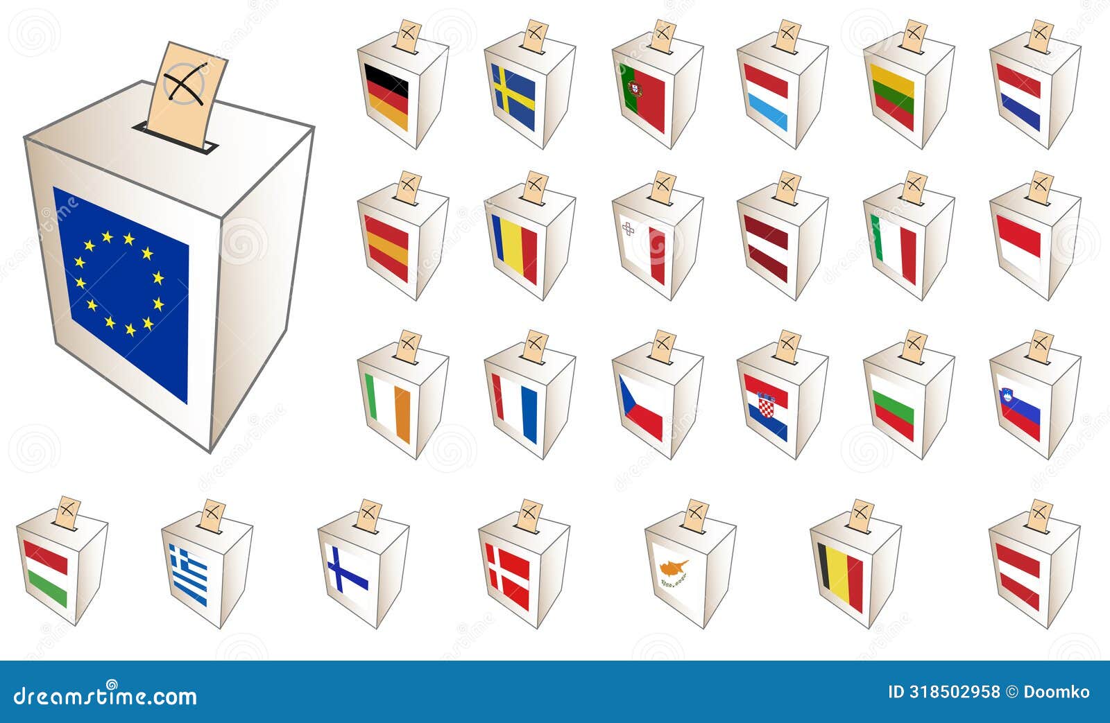 European Union, 26 Voting Box, Collection Set Stock Vector ...