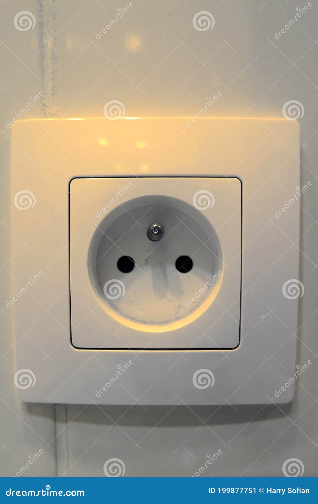 European Wall Outlet Under Warm Light Color Stock Image - Image of ...