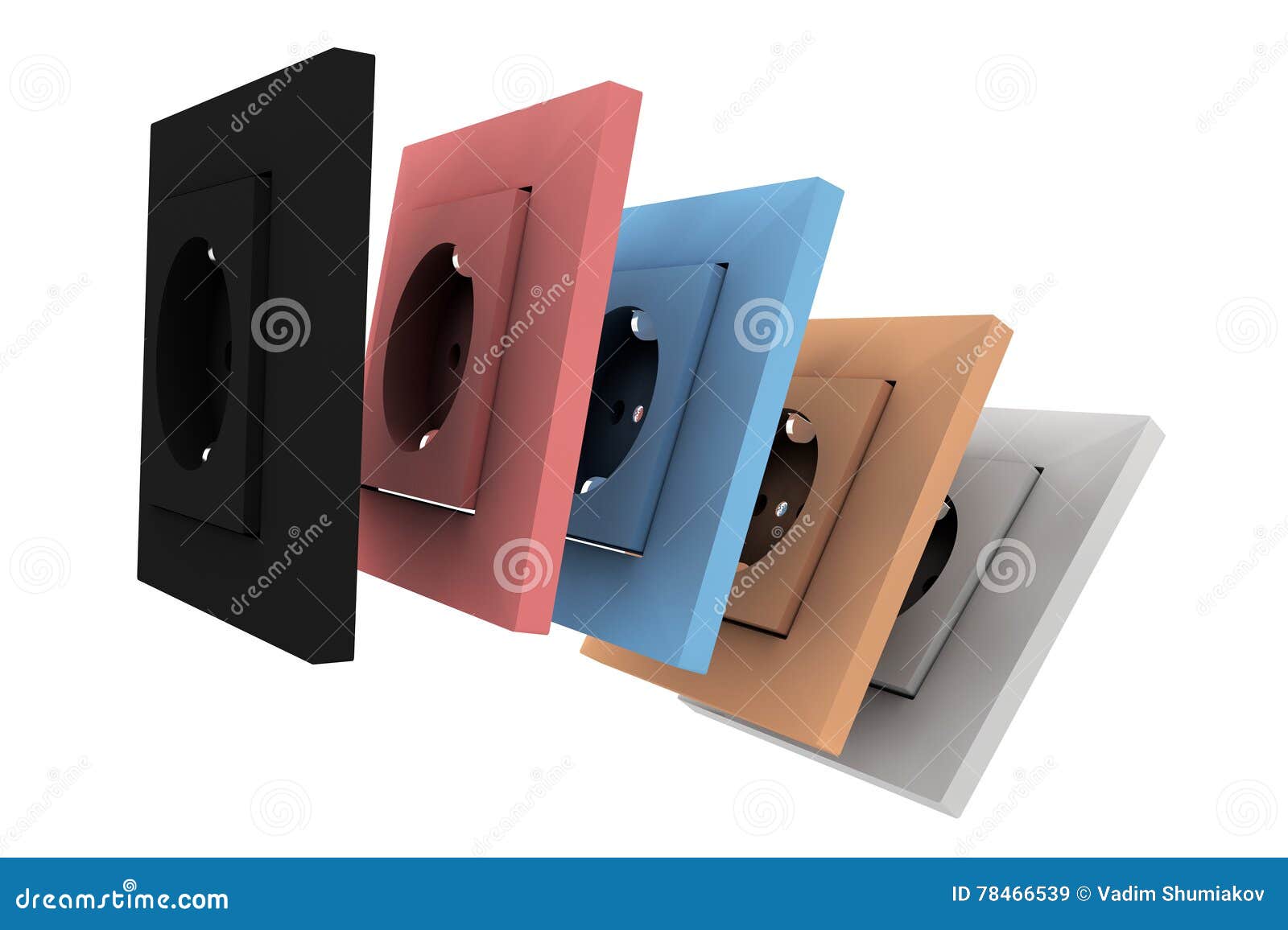 European Wall Outlet On White Background. 3D Rendering Royalty-Free ...