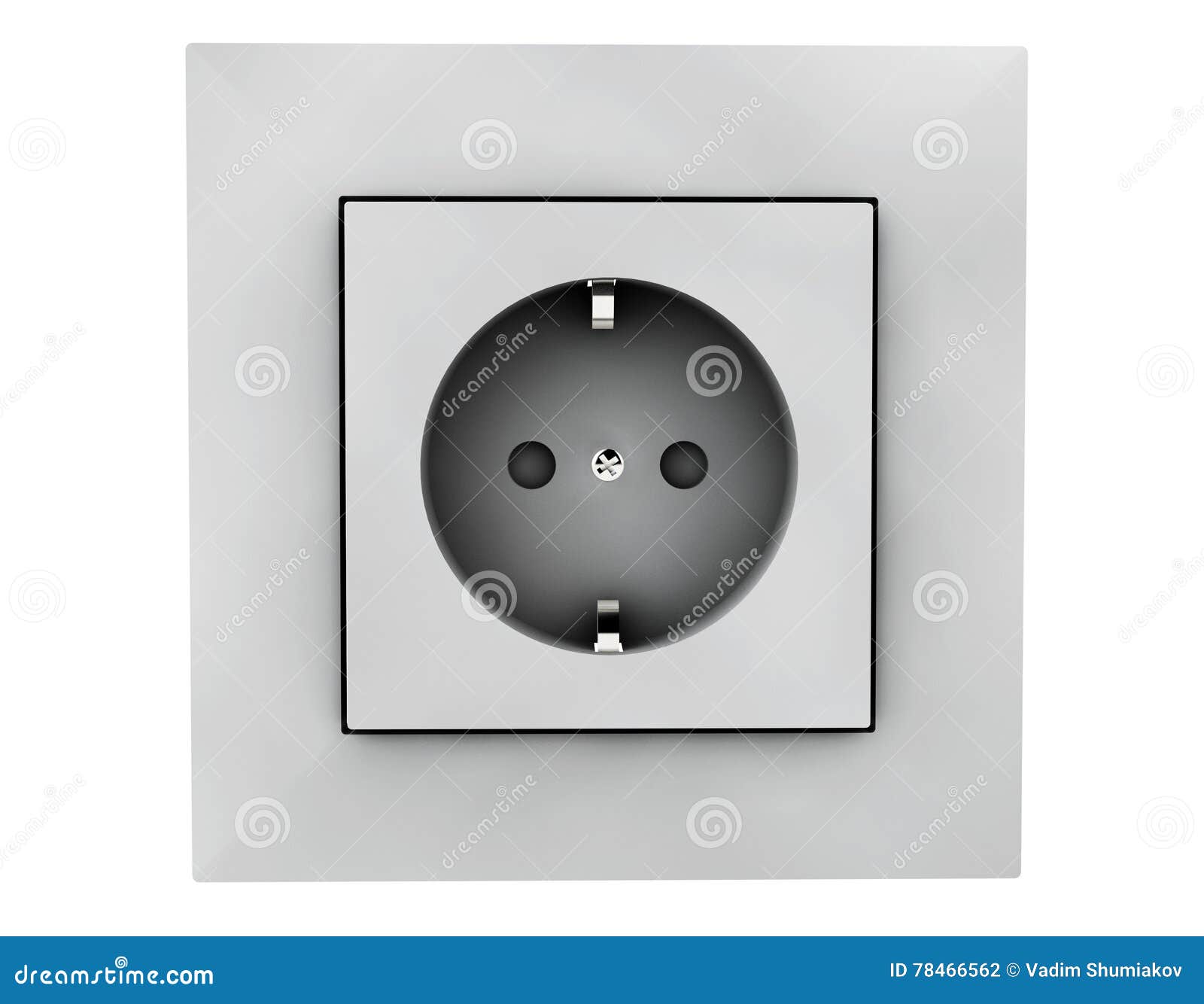 European Wall Outlet On White Background. 3D Rendering Royalty-Free ...