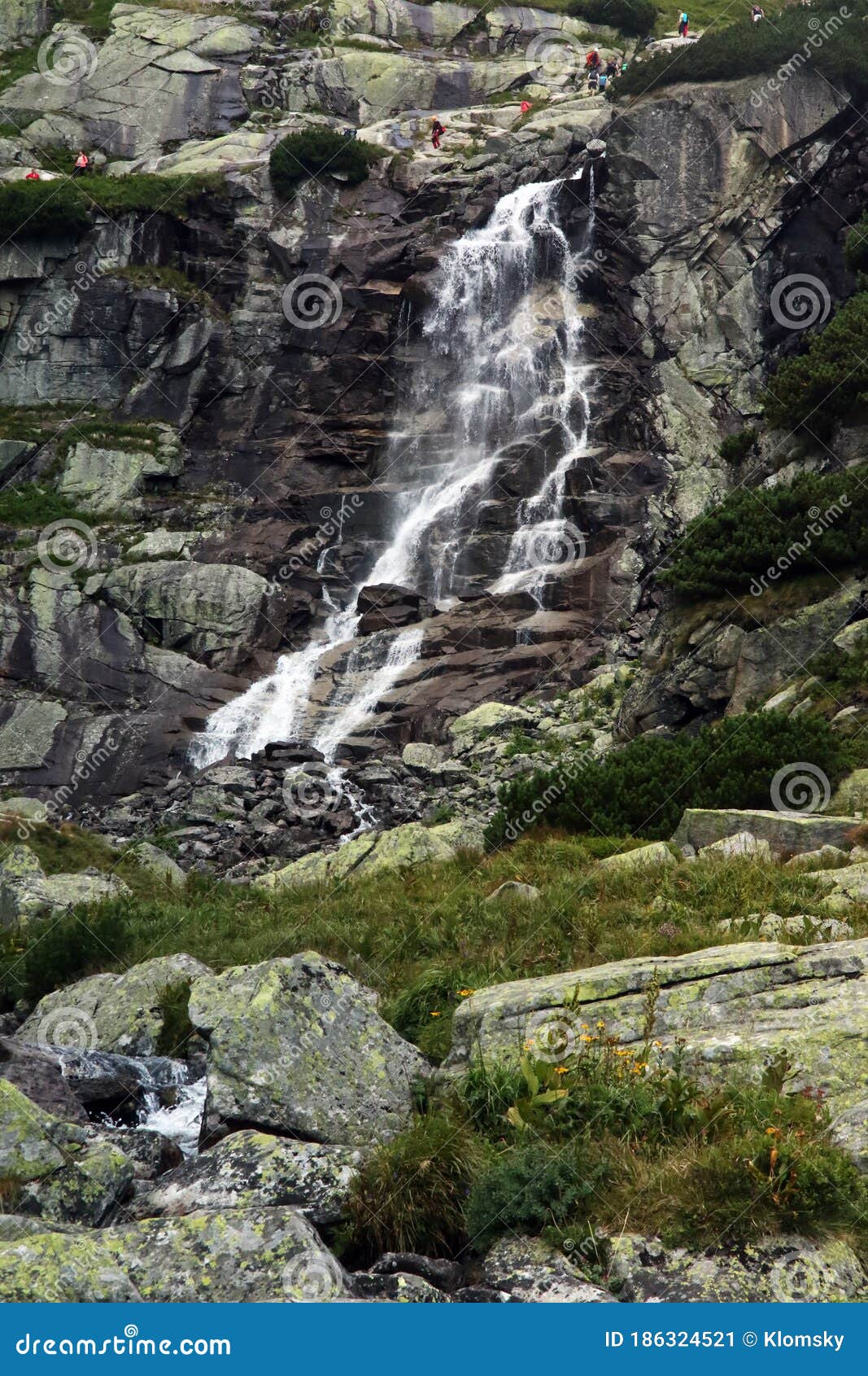 European Waterfall in the Mountain Stock Image - Image of tourism ...