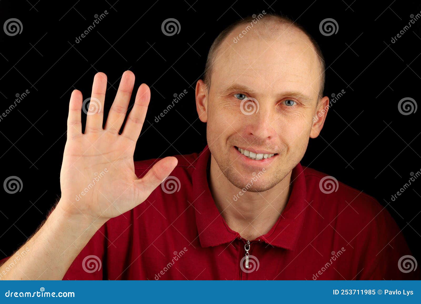 European White Man Greeting with Palm Stock Image - Image of male ...