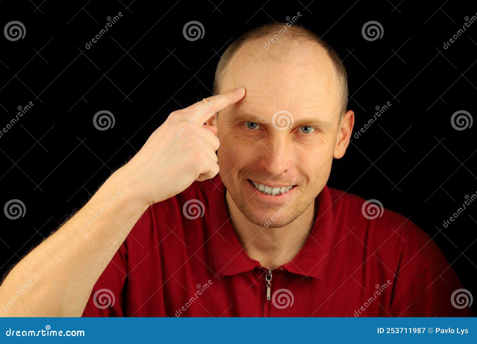 European White Man Points To His Head Stock Image - Image of points ...