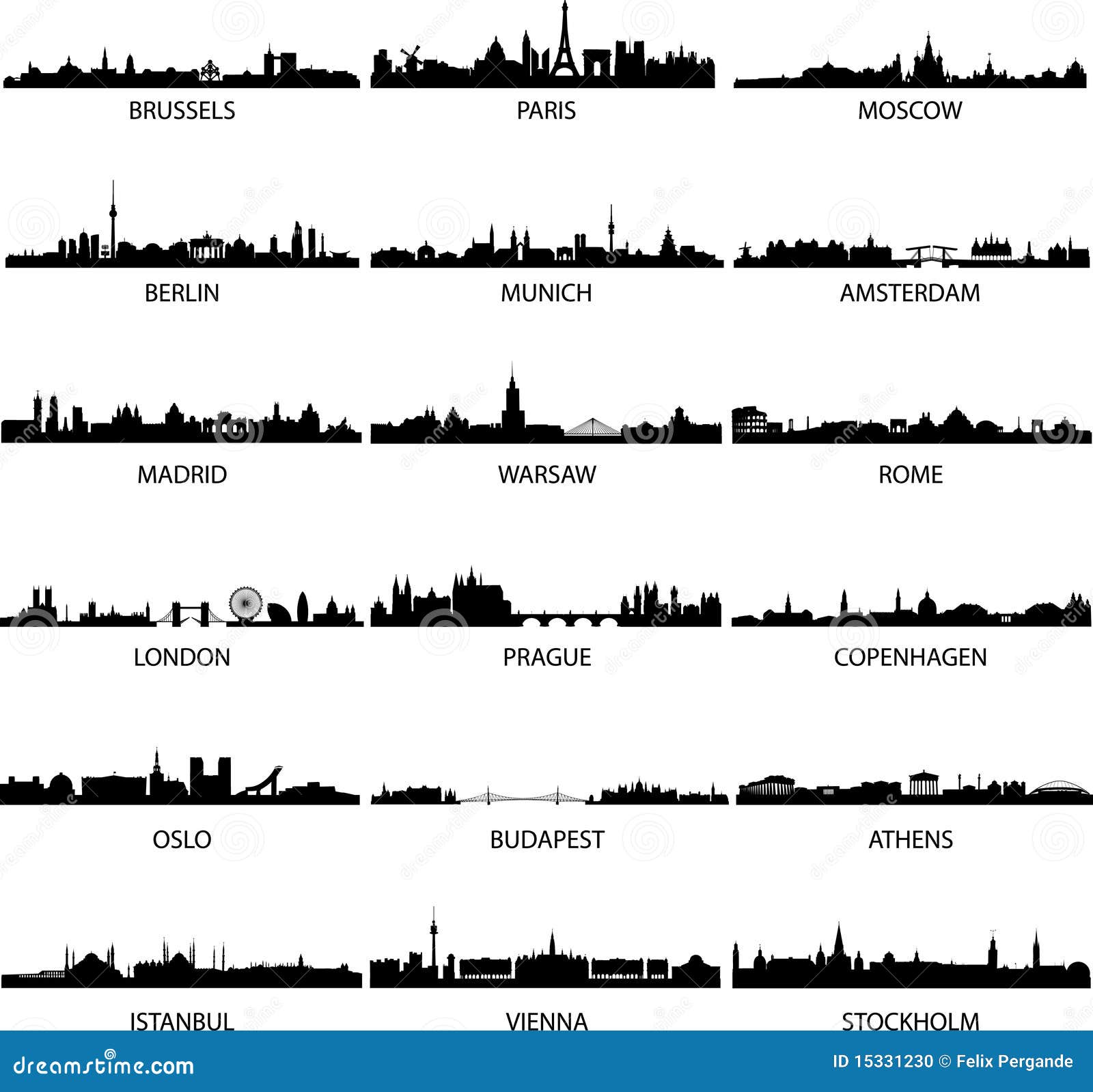 Europese steden vector illustratie. Illustration of achtergrond - 15331230