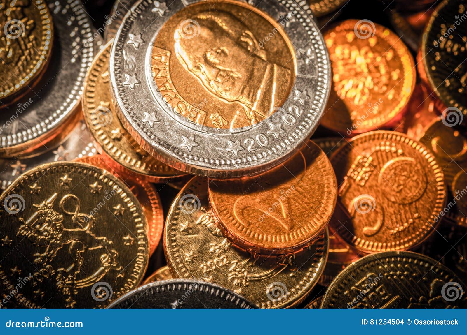 Euros of chocolate stock photo. Image of golosinas, wallpaper - 81234504