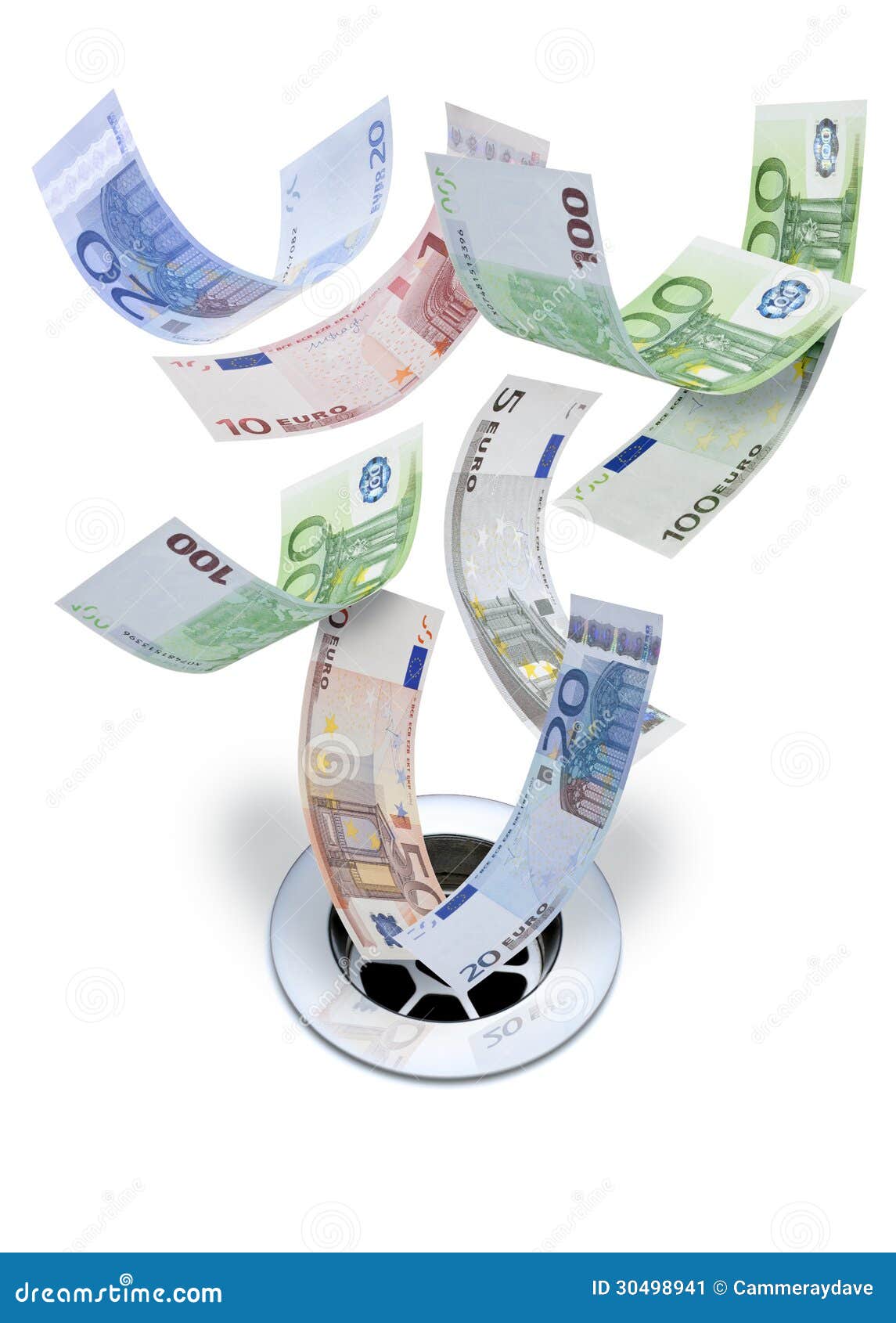 Euro Euros Money Down Drain Debt Crisis Stock Image - Image of abstract ...