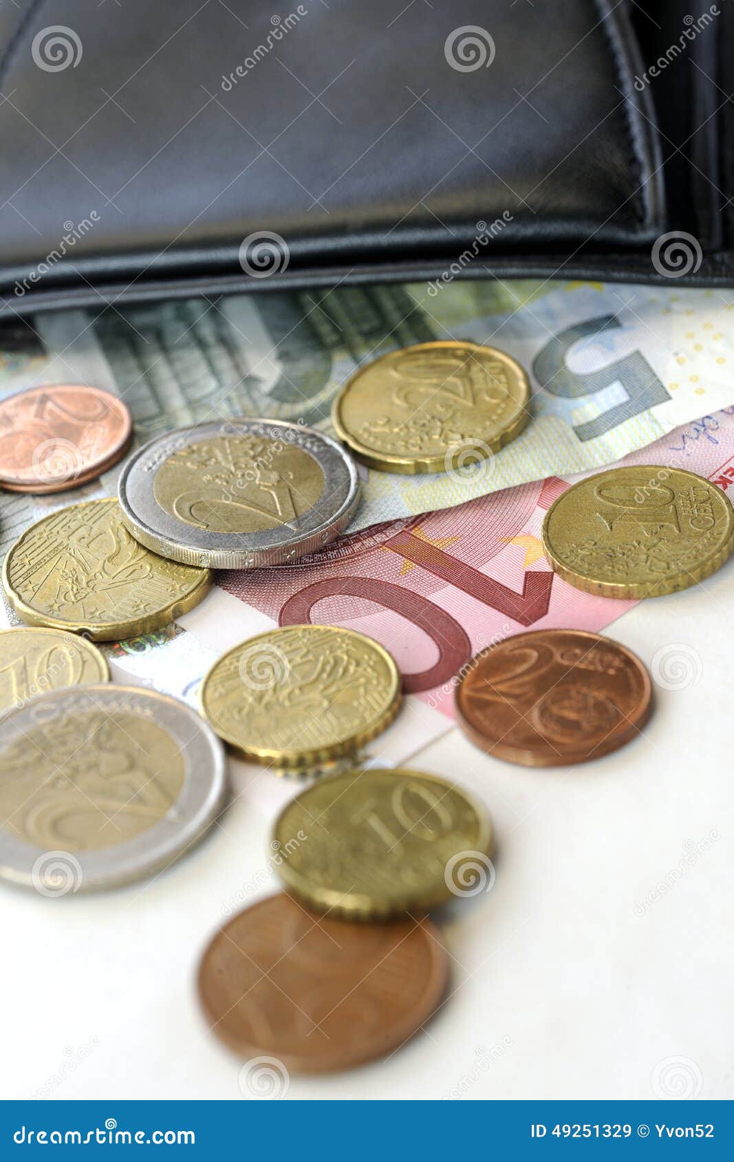Euros and wallet stock image. Image of finance, abundance - 49251329