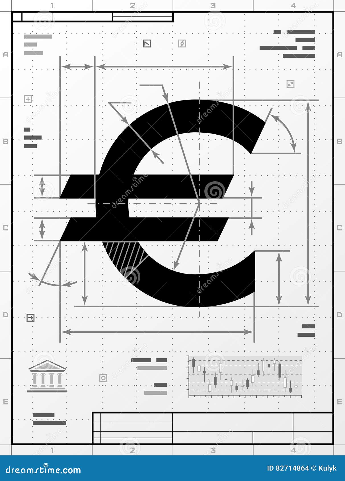 Eurosymbol Als Technische Zeichnung Vektor Abbildung - Illustration von ...