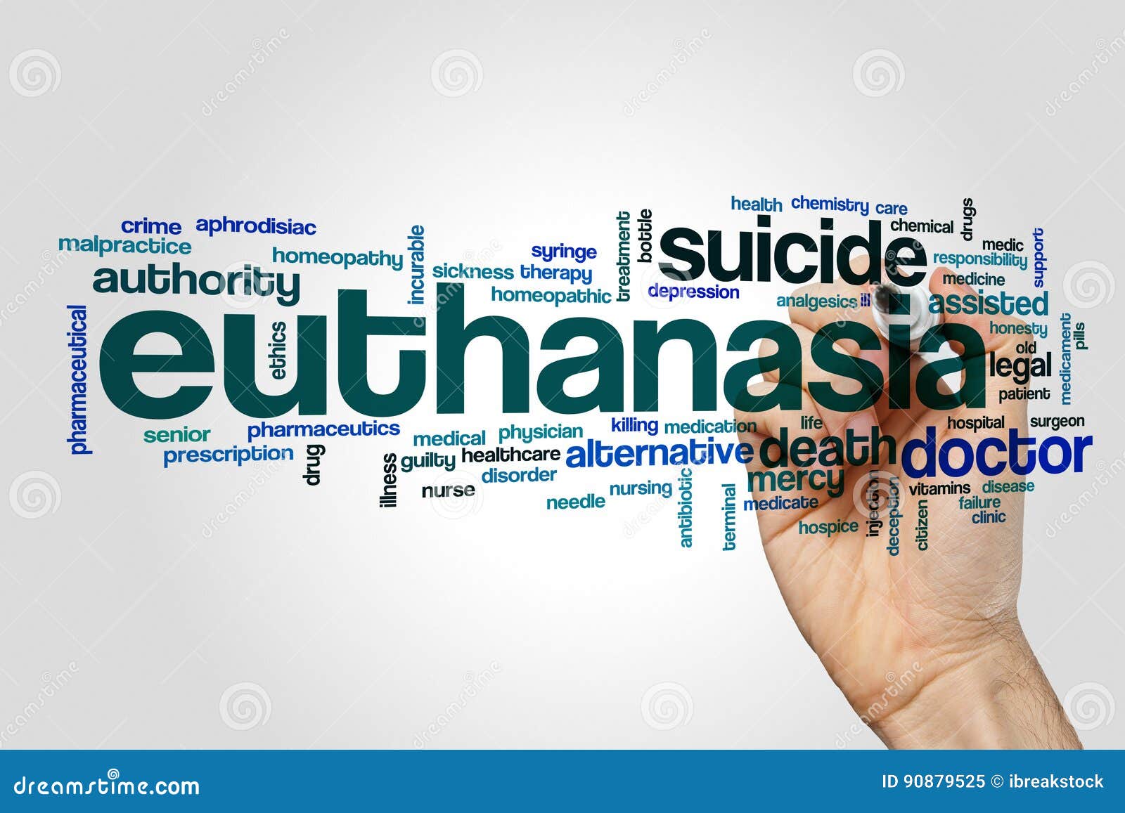 Euthanasia Word Cloud on Grey Background Stock Image - Image of ...