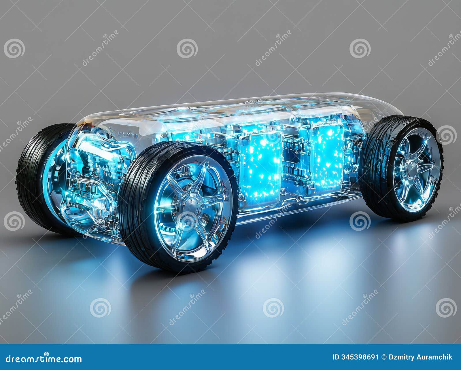 EV Car with Battery Pouch Cells in an Exploded View Stock Image - Image ...