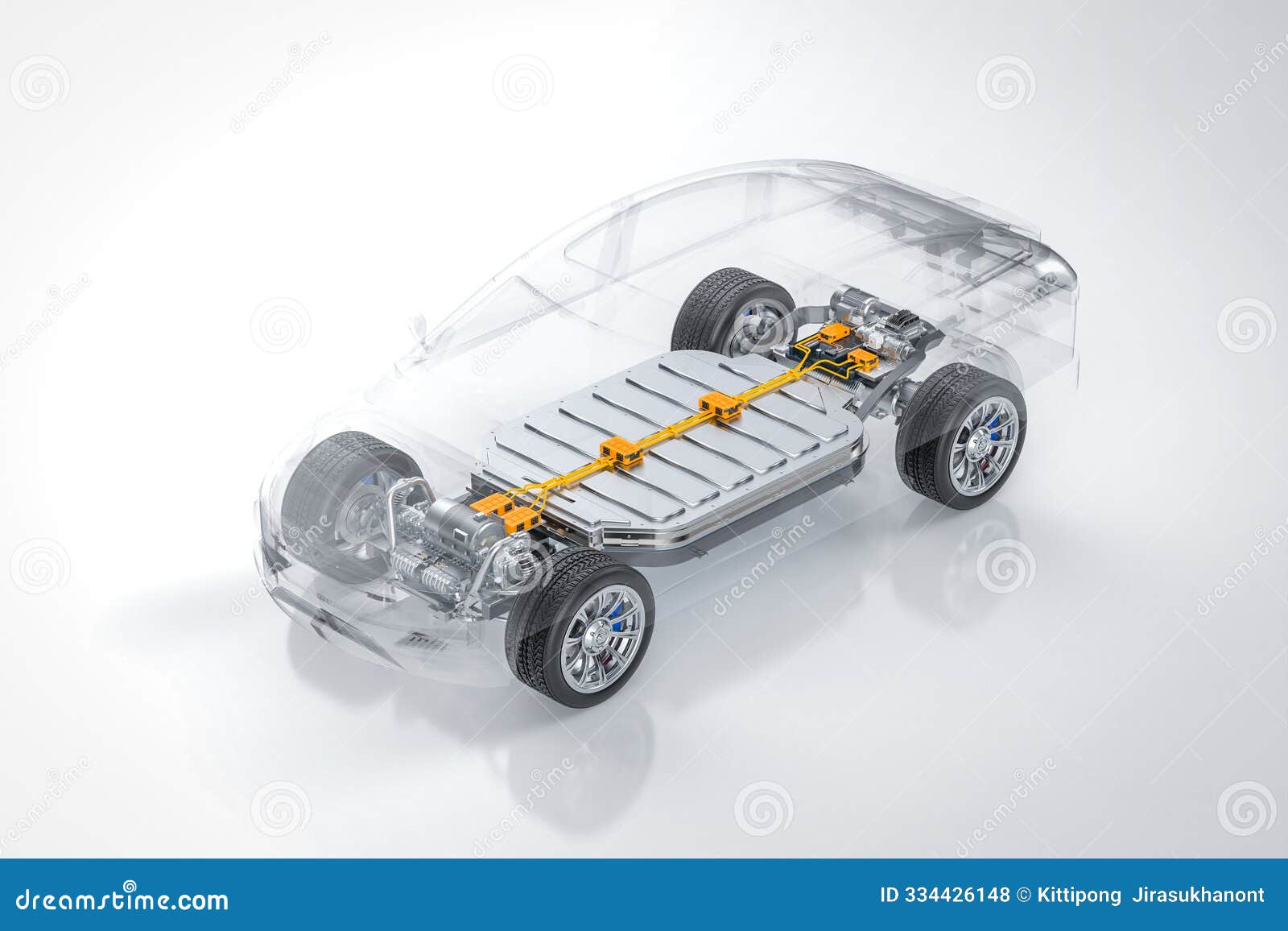 Ev Car or Electric Vehicle with Battery Pouch Cells Stock Illustration ...