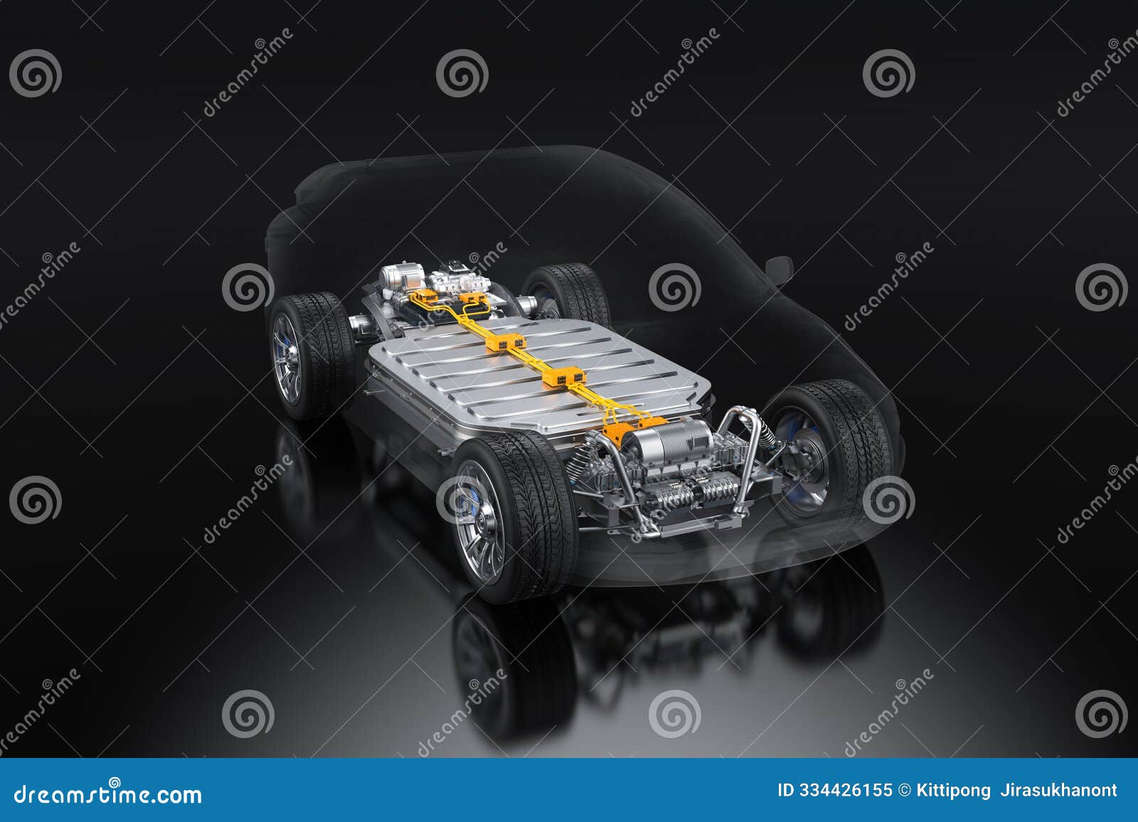 Ev Car or Electric Vehicle with Battery Pouch Cells Stock Illustration ...