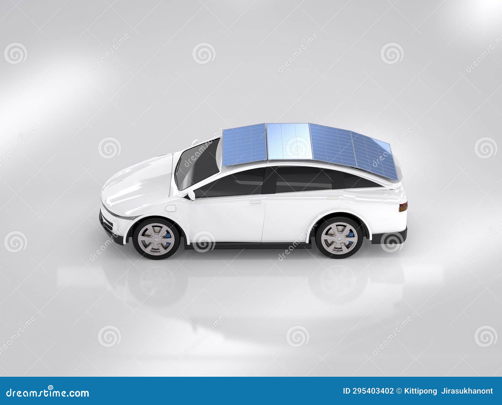 Ev Car or Electric Vehicle with Energy from Solar Panel Stock ...