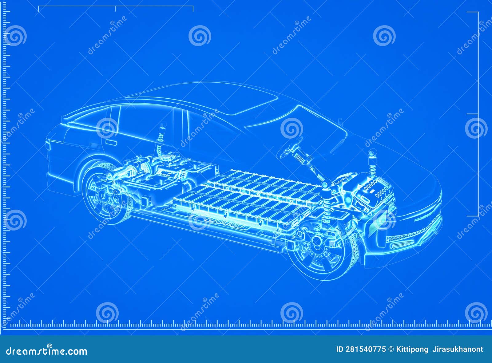 Ev Car or Electric Vehicle with Pack of Battery Cells Module on ...