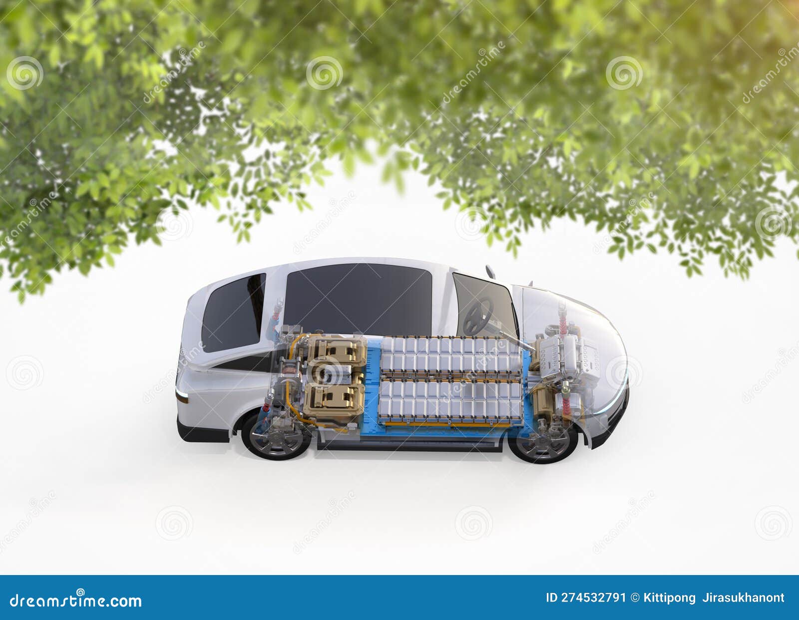 Ev Car or Electric Vehicle with Pack of Battery Cells on Platform Stock ...