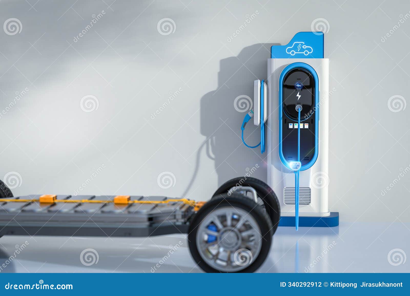 Ev Car or Electric Vehicle Plug in at Recharging Station Stock ...