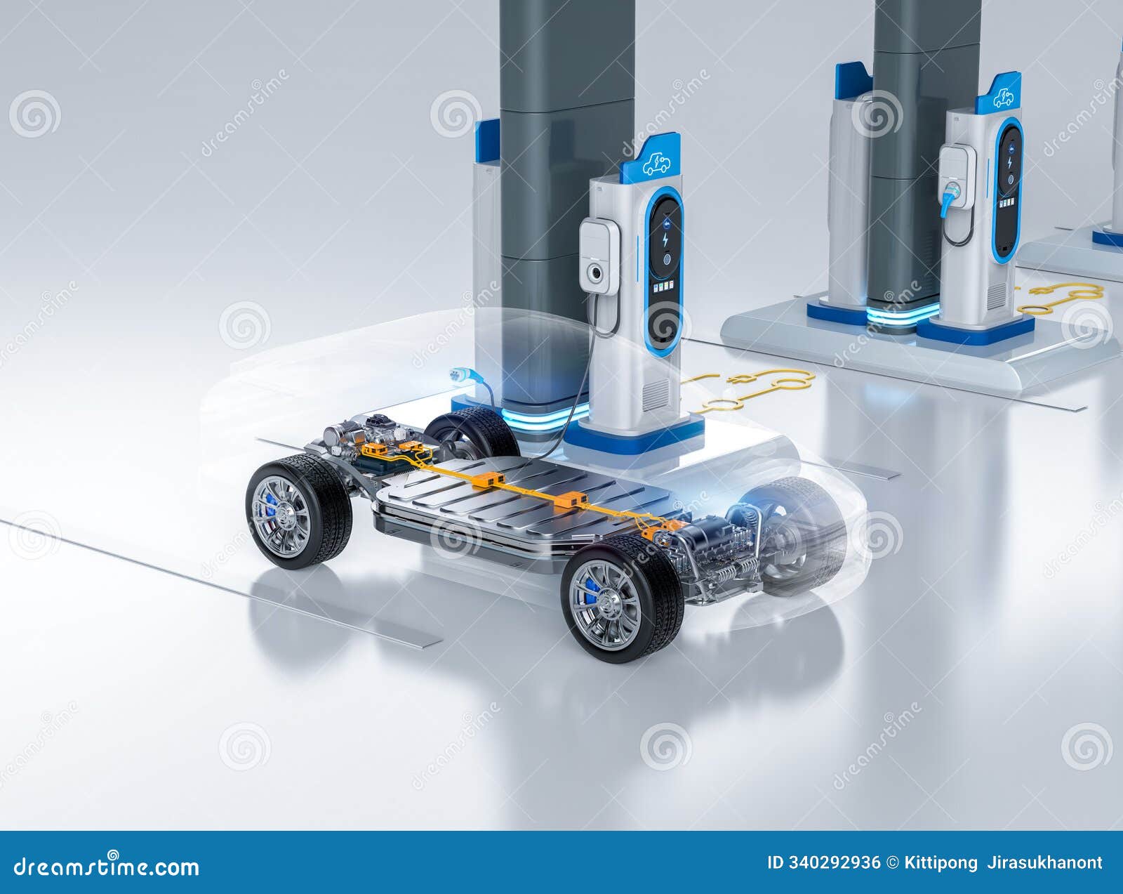 Ev Car or Electric Vehicle Plug in at Recharging Station Stock ...