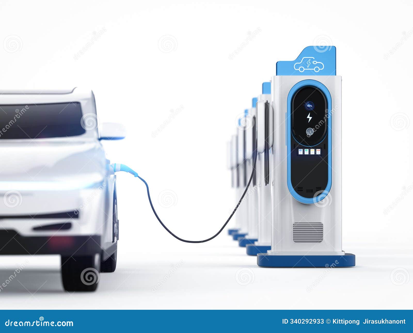 Ev Car or Electric Vehicle Plug in at Recharging Station Stock ...